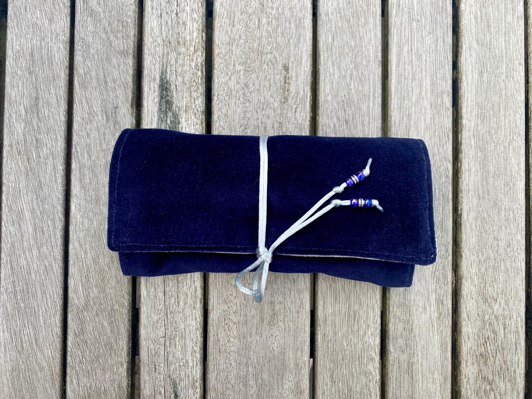 Navy Blue / Dove Grey Velvet Reversible Tarot / Oracle Wrap, Travel ...