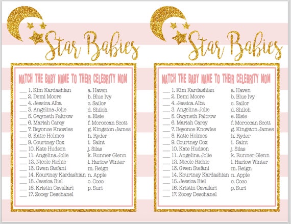 Celebrities As Babies Baby Shower Game