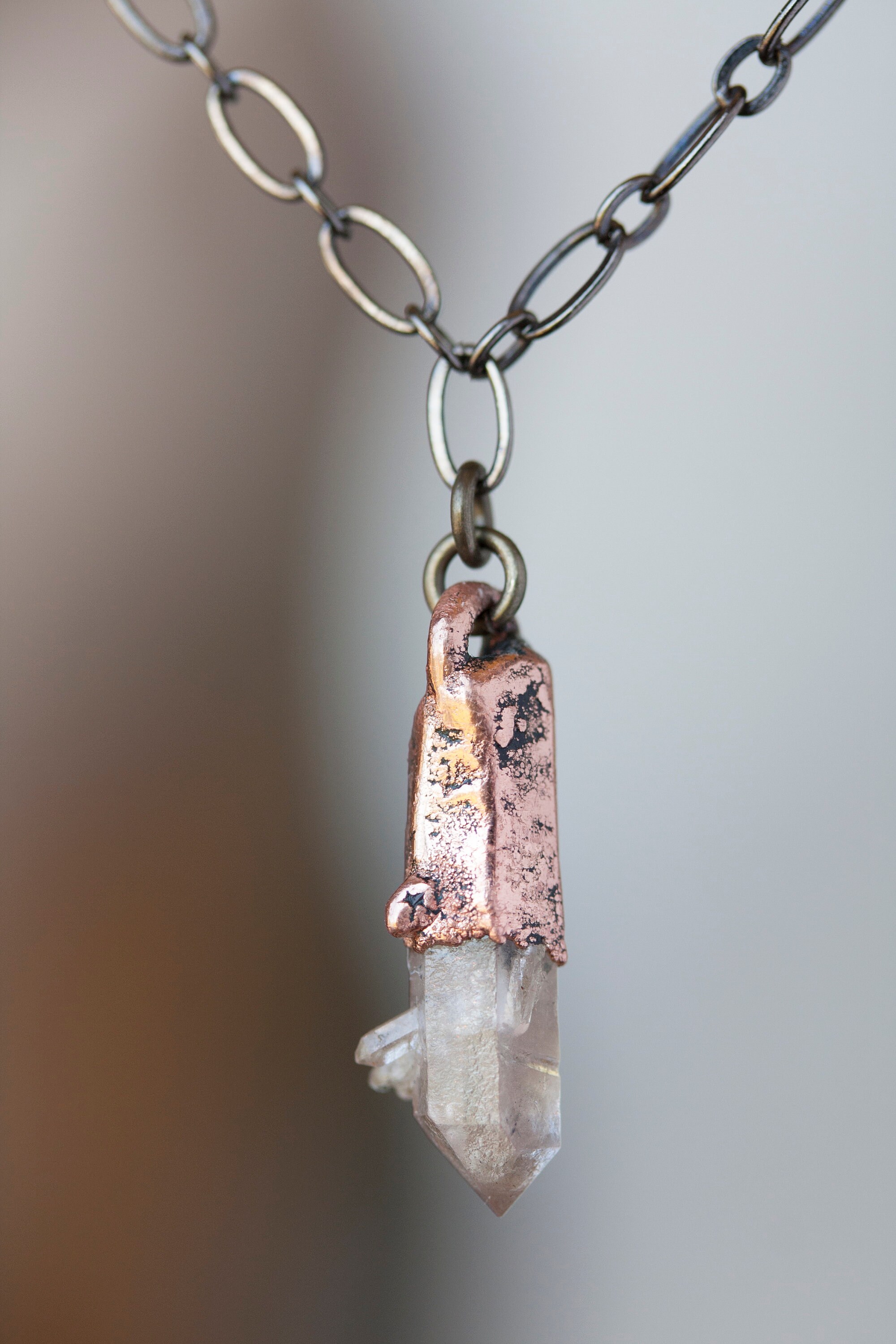 Small Unisex Raw Crystal Quartz Necklace