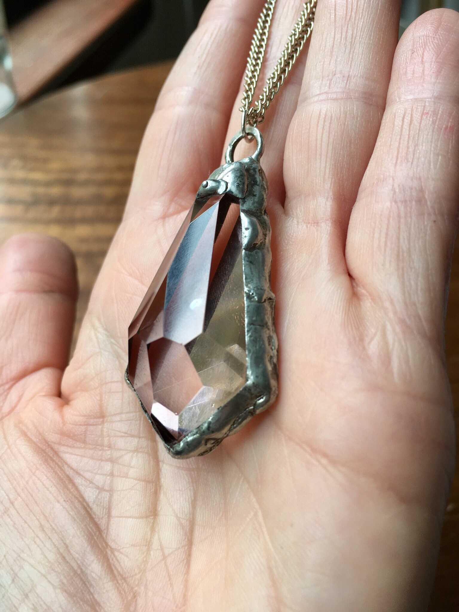 Large Pale Pink Crystal Chandelier Necklace / Edgy Jewelry / Boho Pink ...