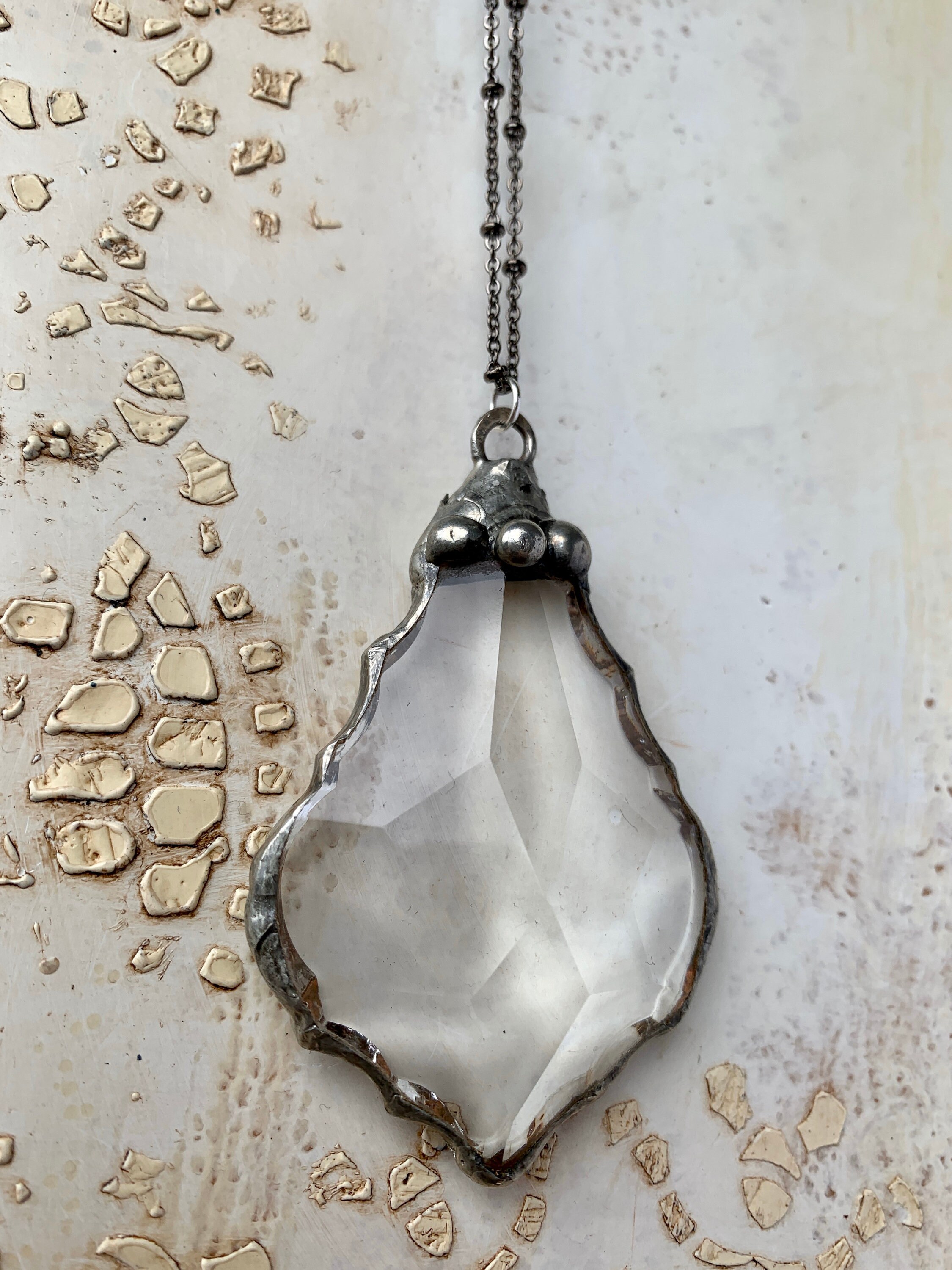 Handmade Boho Large Crystal Pendant Necklace / Long Crystal Necklace ...