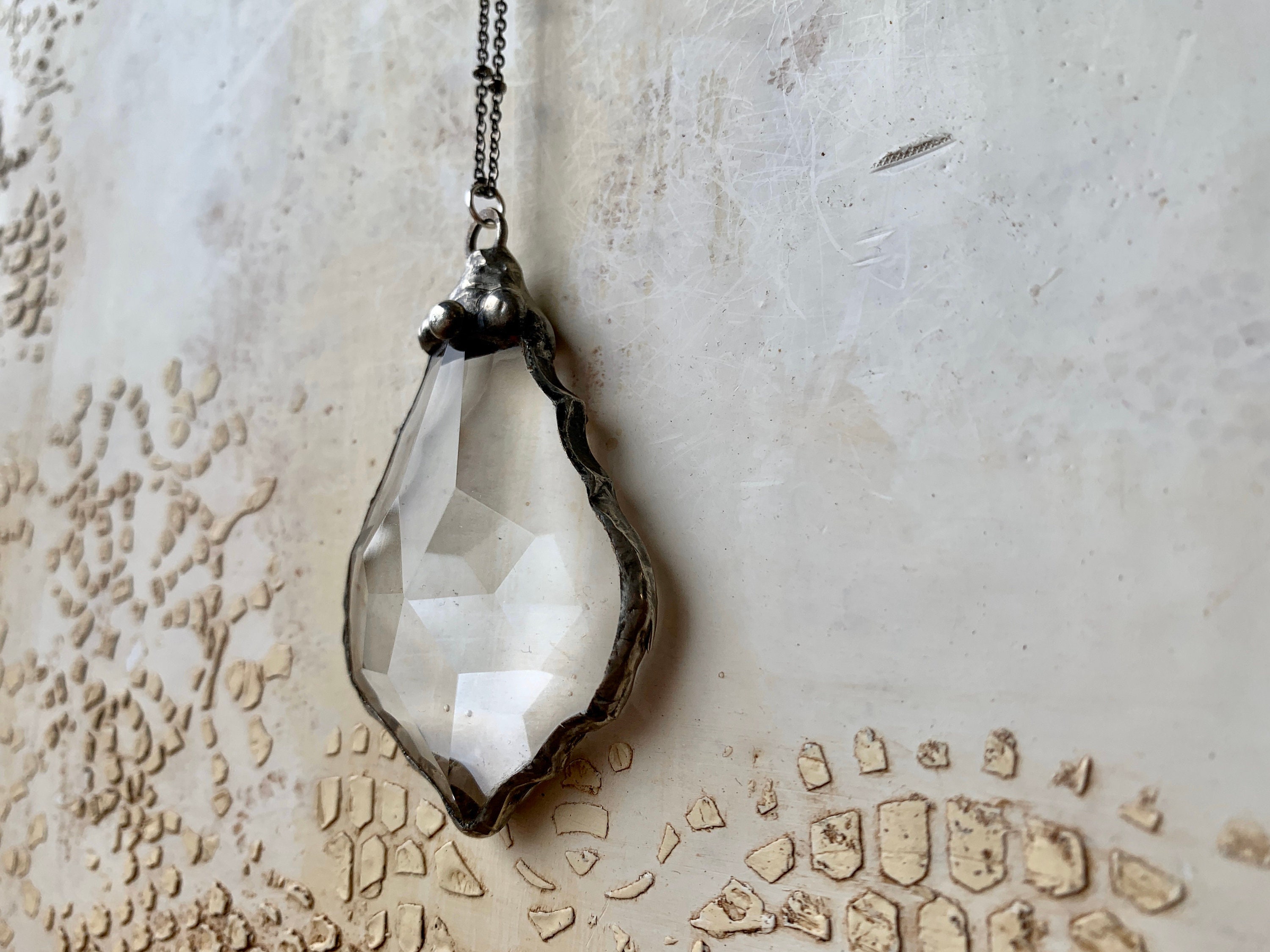 Handmade Boho Large Crystal Pendant Necklace / Long Crystal Necklace ...