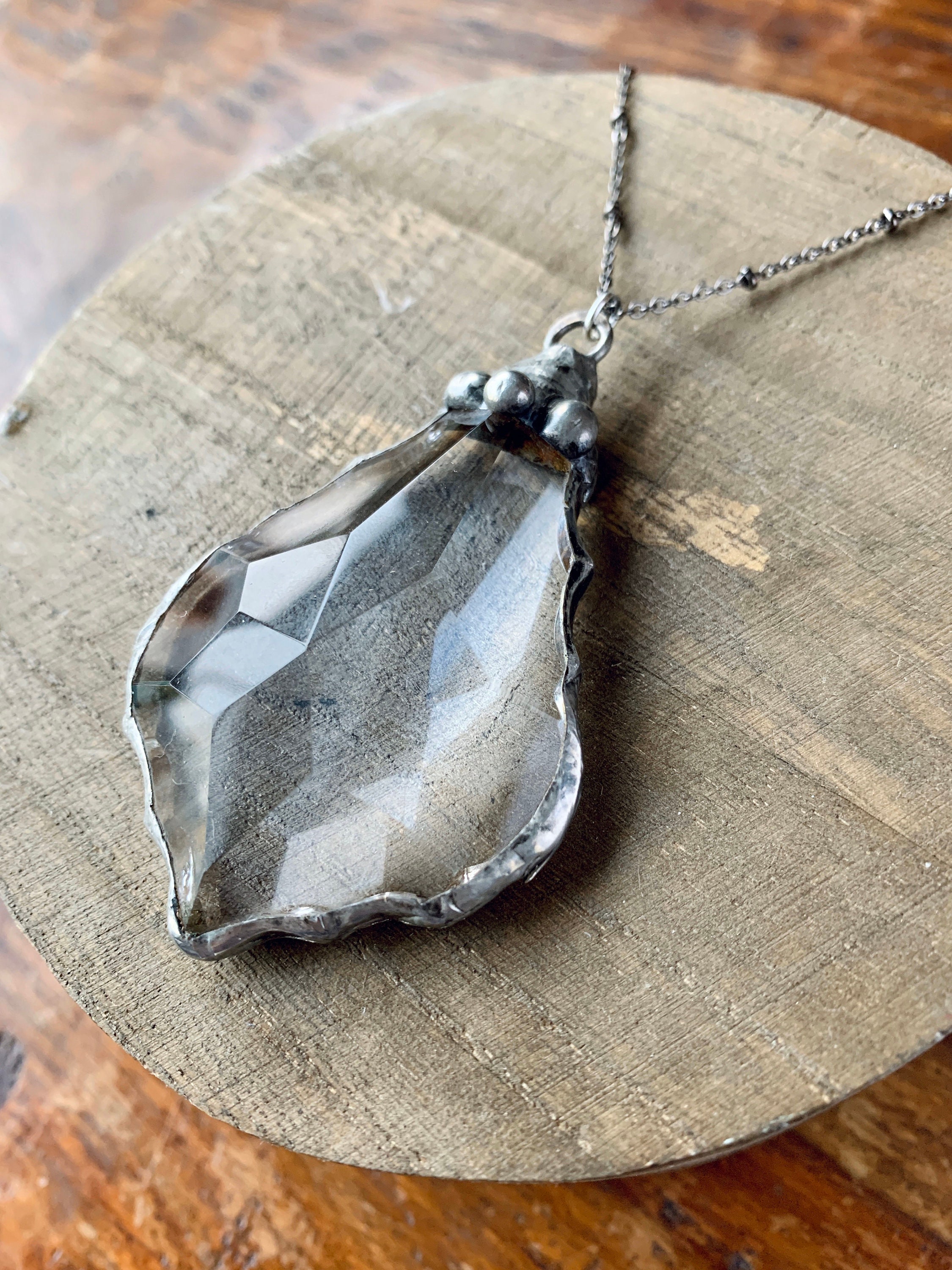 Handmade Boho Large Crystal Pendant Necklace / Long Crystal Necklace ...