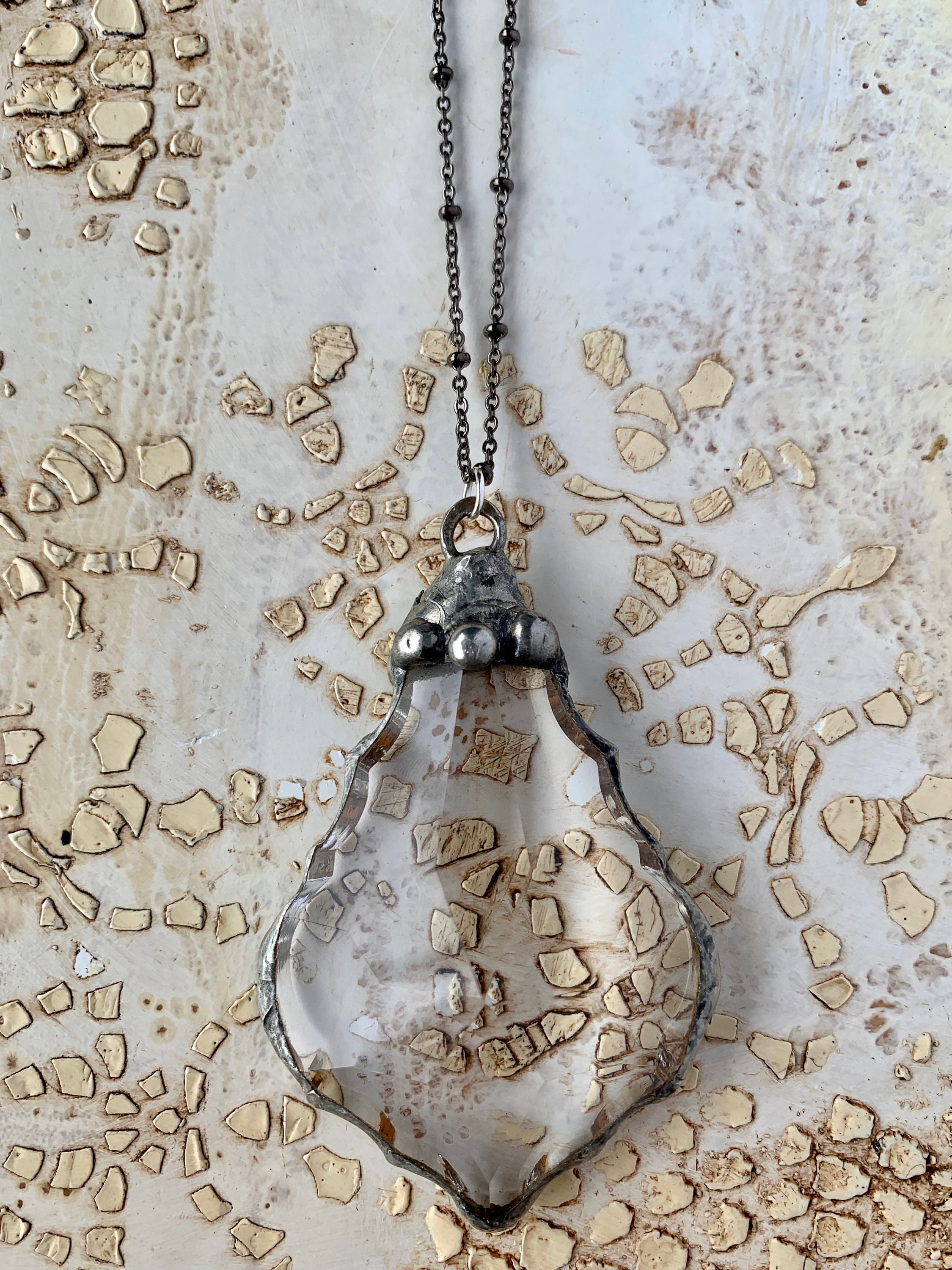 Handmade Boho Large Crystal Pendant Necklace / Long Crystal Necklace ...