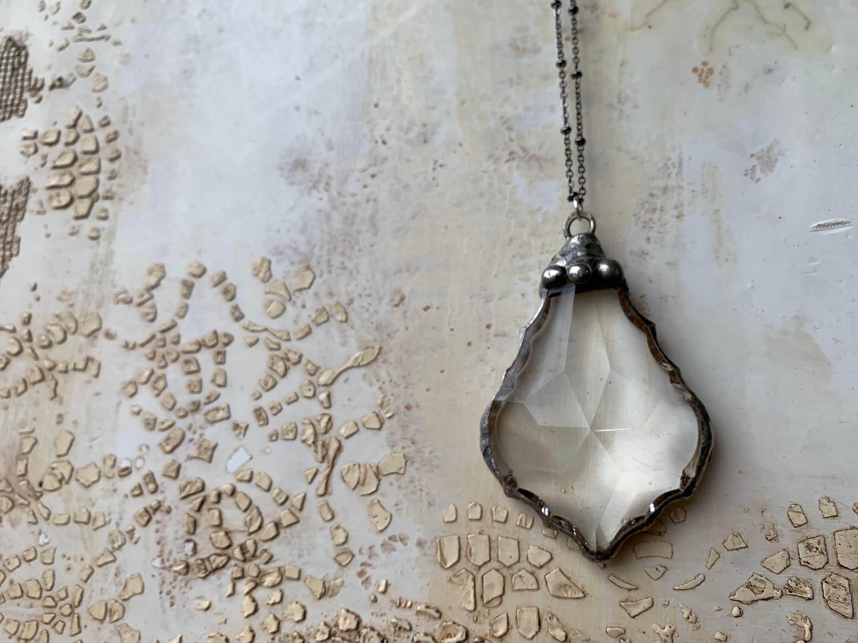 Handmade Boho Large Crystal Pendant Necklace / Long Crystal Necklace ...