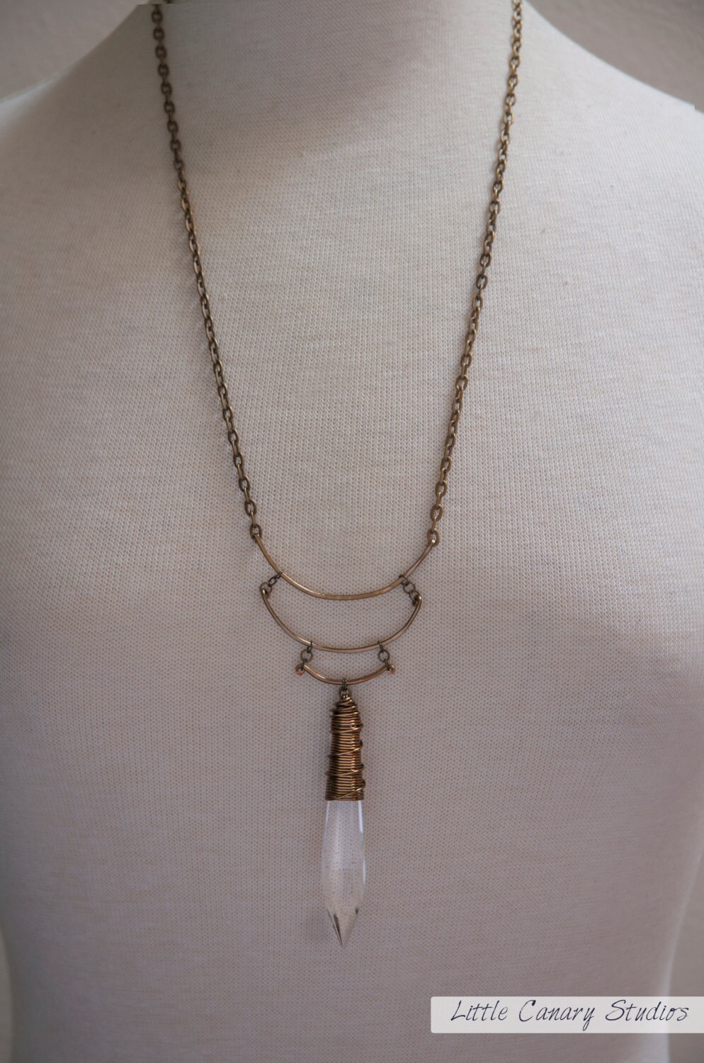 Hand-hammered triple Copper Half Moon Wire Necklace With Vintage ...