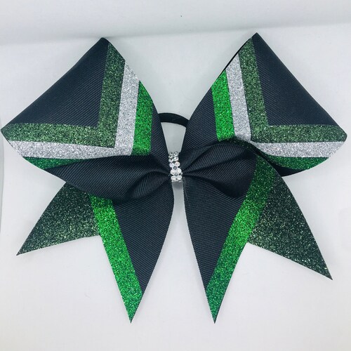Neon Green and Black Glitter Cheer Bow - Etsy