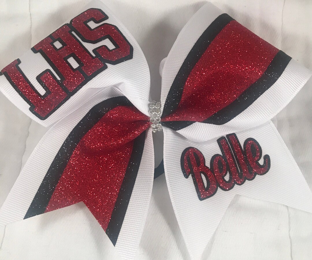 Cheer Bow Custom Black Red White School Initials / Name School Team ...