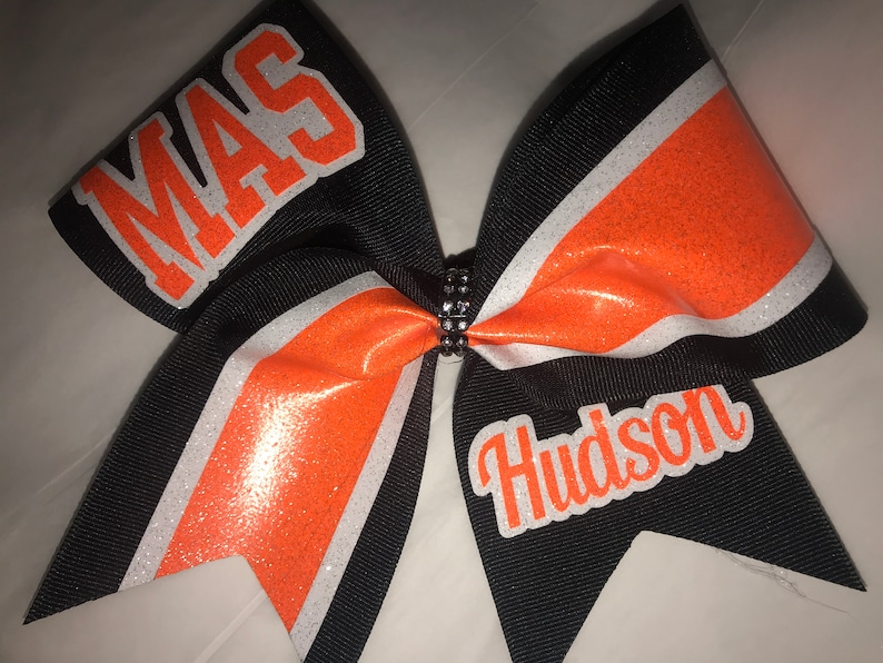 Cheer Bow Custom Black Red White School Initials / Name School Team ...