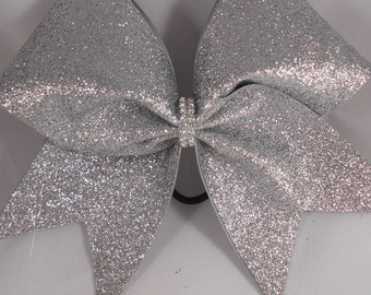 Silver Glitter Cheer Bow - Etsy