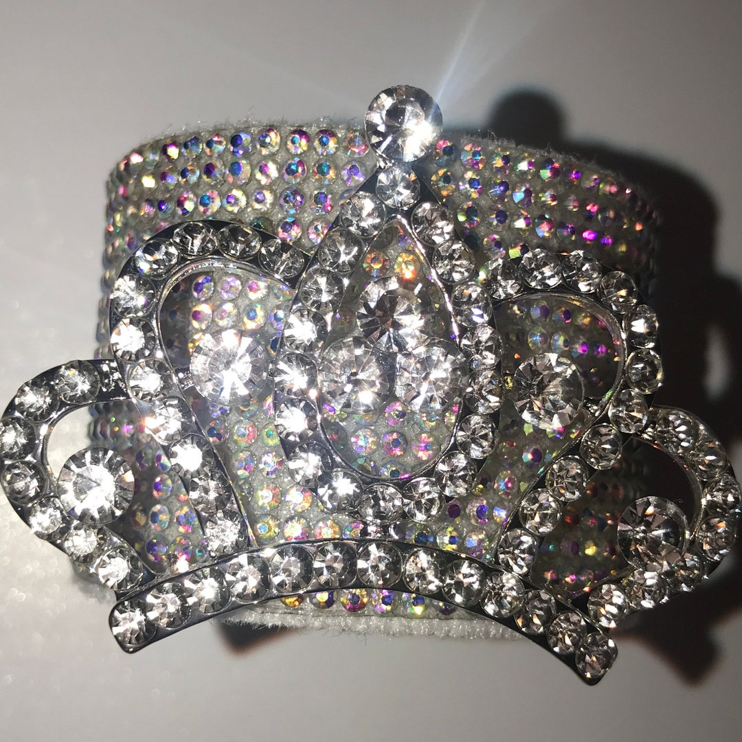 1 1/2 Crown Rhinestone Hair Cuff 1.5 Tall 6.5 Long Regular or XL Cuffs ...