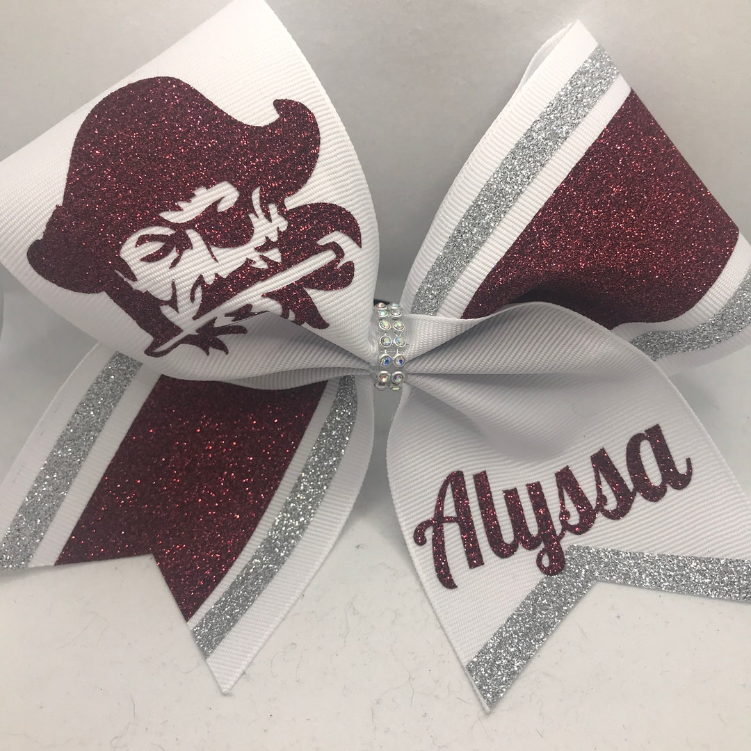 Pirate Cheer Bow - Navy Vegas Gold White - School Cheerleading Bow ...