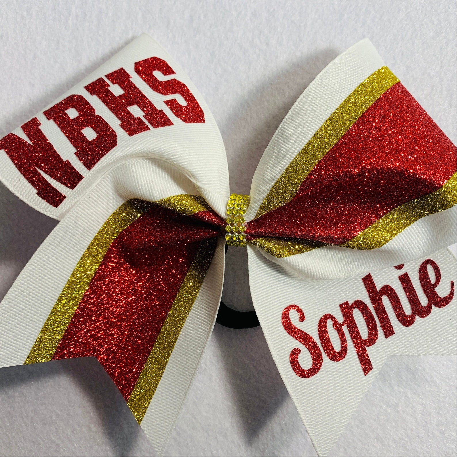 Cheer Bow Custom Black Red White School Initials / Name School Team ...
