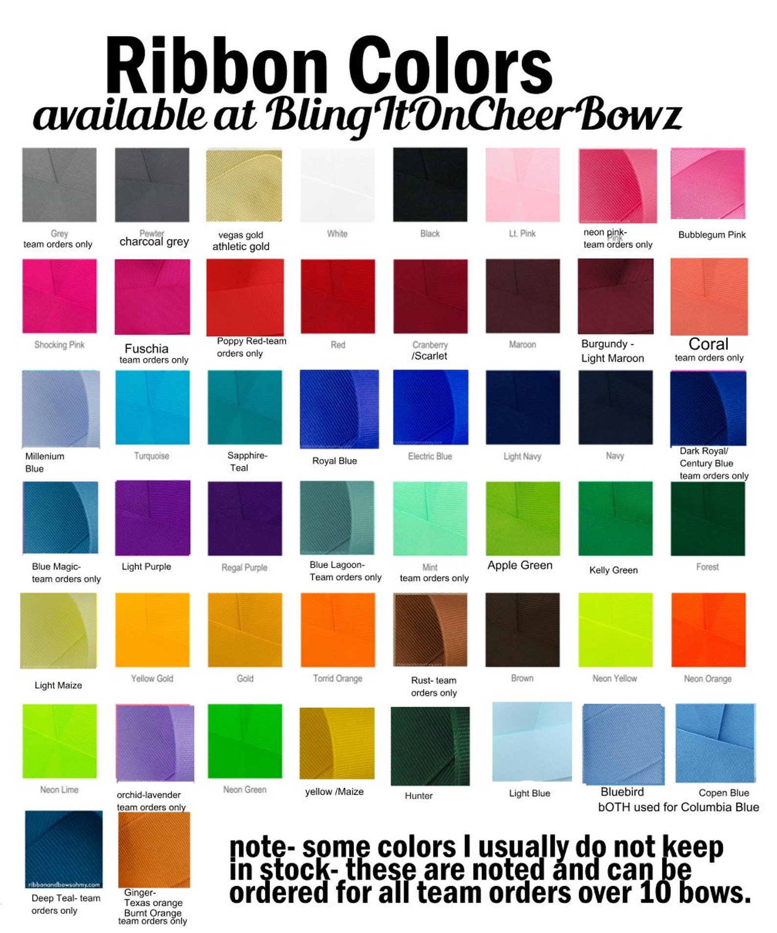 Cheer Bow Custom TEAMS Only Any Color Ribbon Holographic or - Etsy