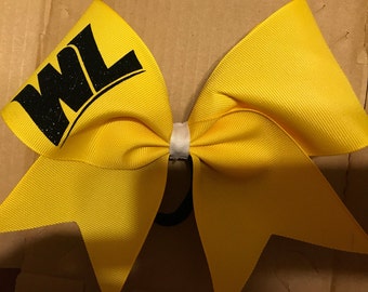 Cheer Bow CAUTION I May Flip at Any Time W/ Rhinestone Center Allstar ...