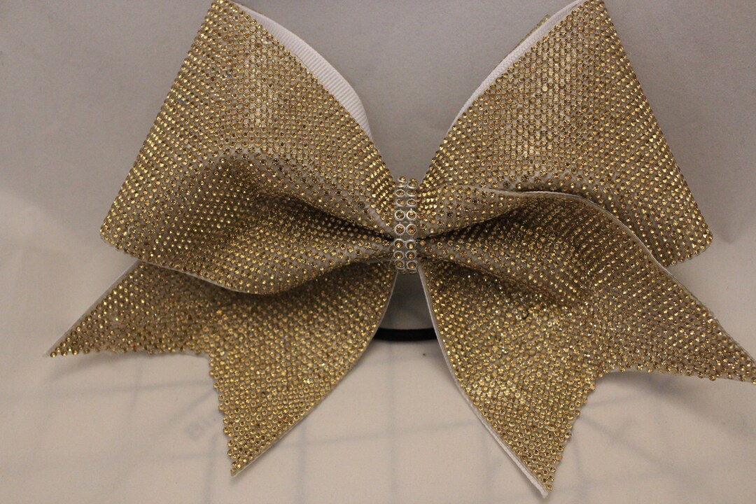 Cheer Bow GOLD Rhinestones, Team Bows, Competition Bows, Allstar Style ...