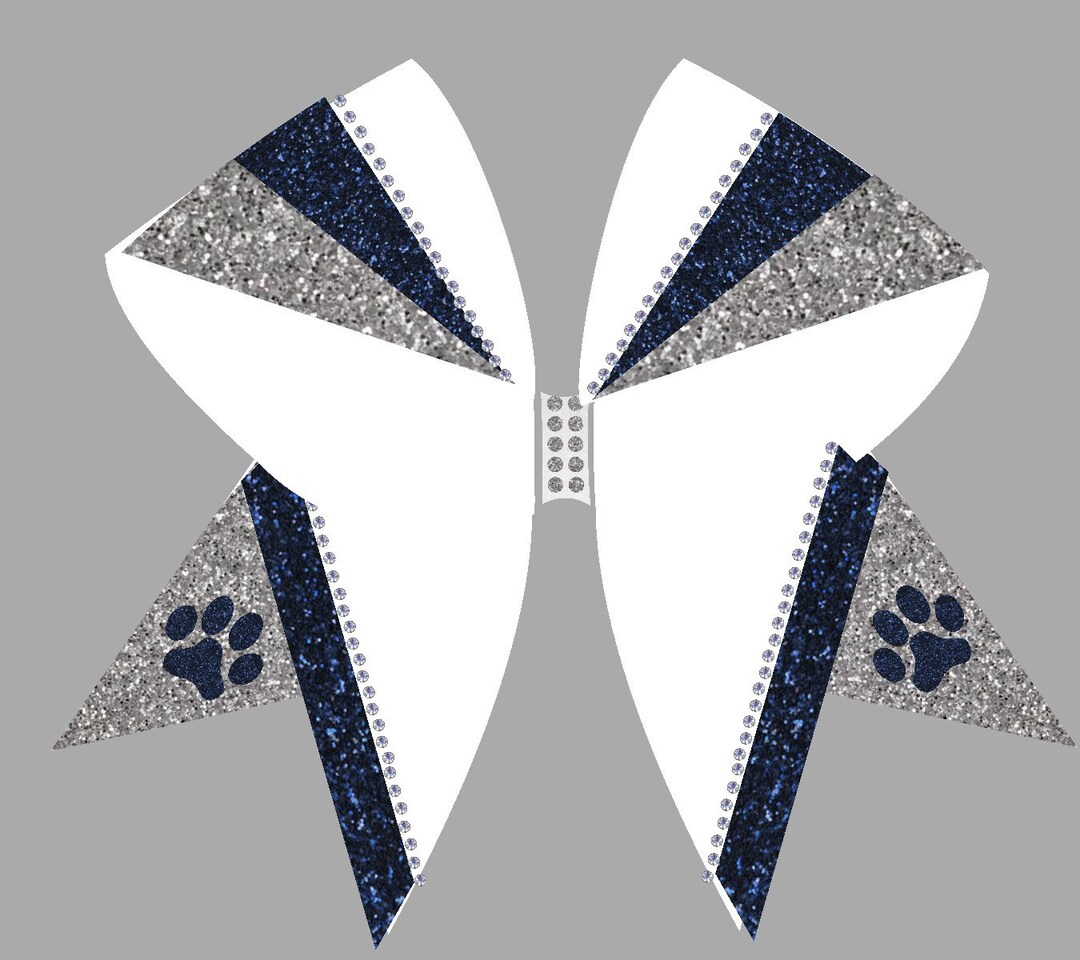 Cheer Bow - Navy Silver White - School Cheerleading Bow - ANY Glitter ...