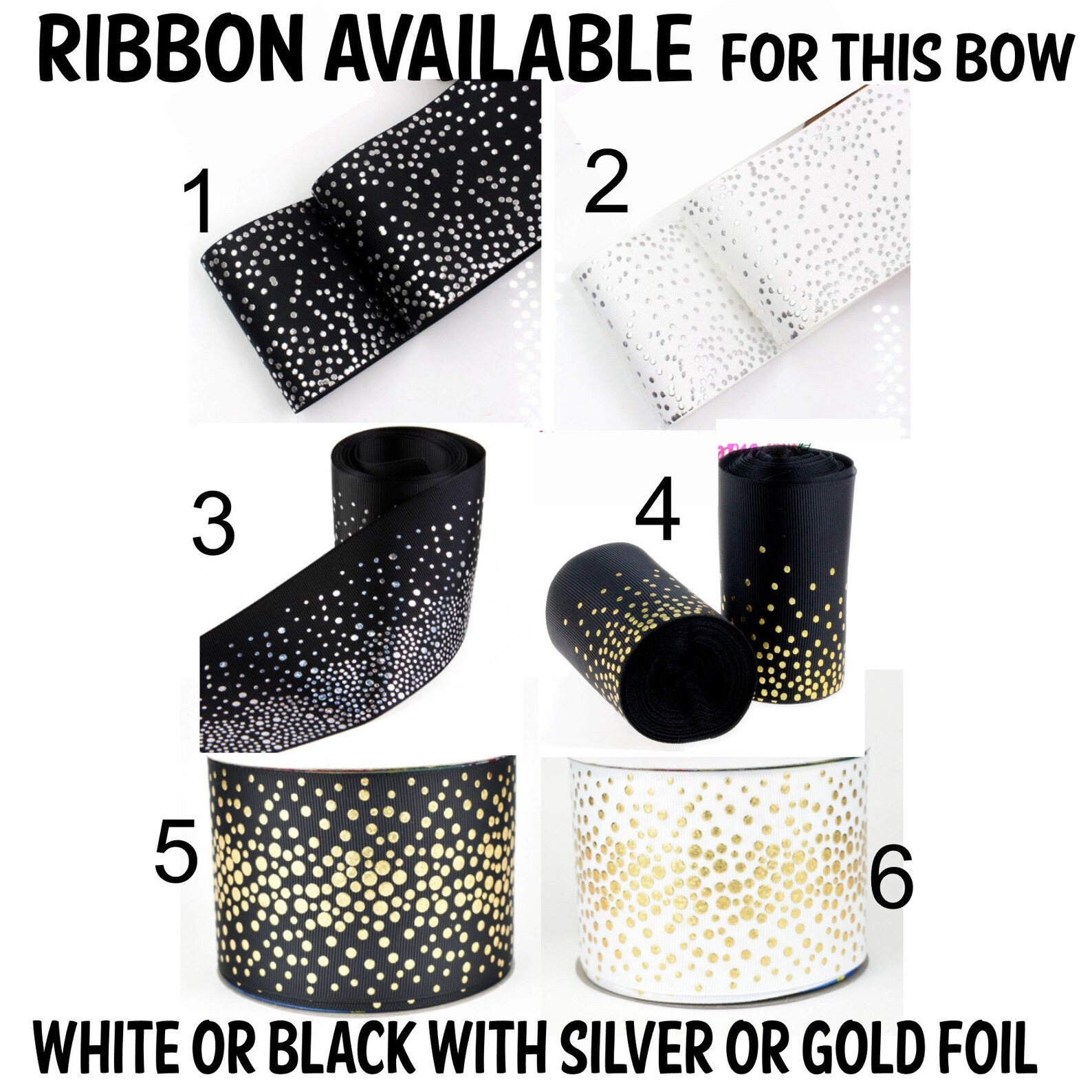 Custom Cheer Bow Black W Silver Holo Dots NOT Rhinestones - Etsy