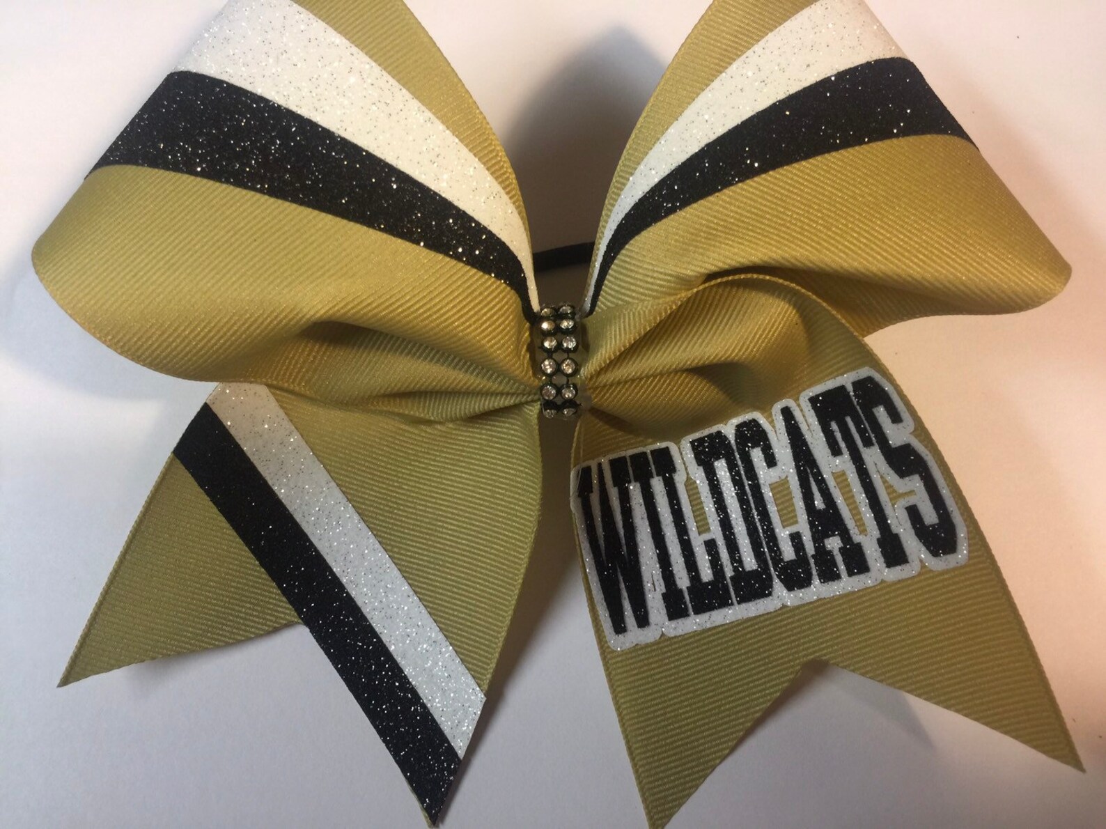 Custom Team Cheer Bow White With Black and Silver Glitter -any Mascot ...