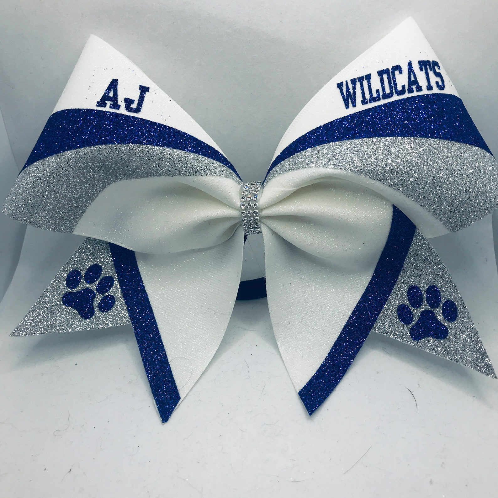 Wildcats Cheer Bow - Royal Silver White - School Cheerleading Bow - ANY ...