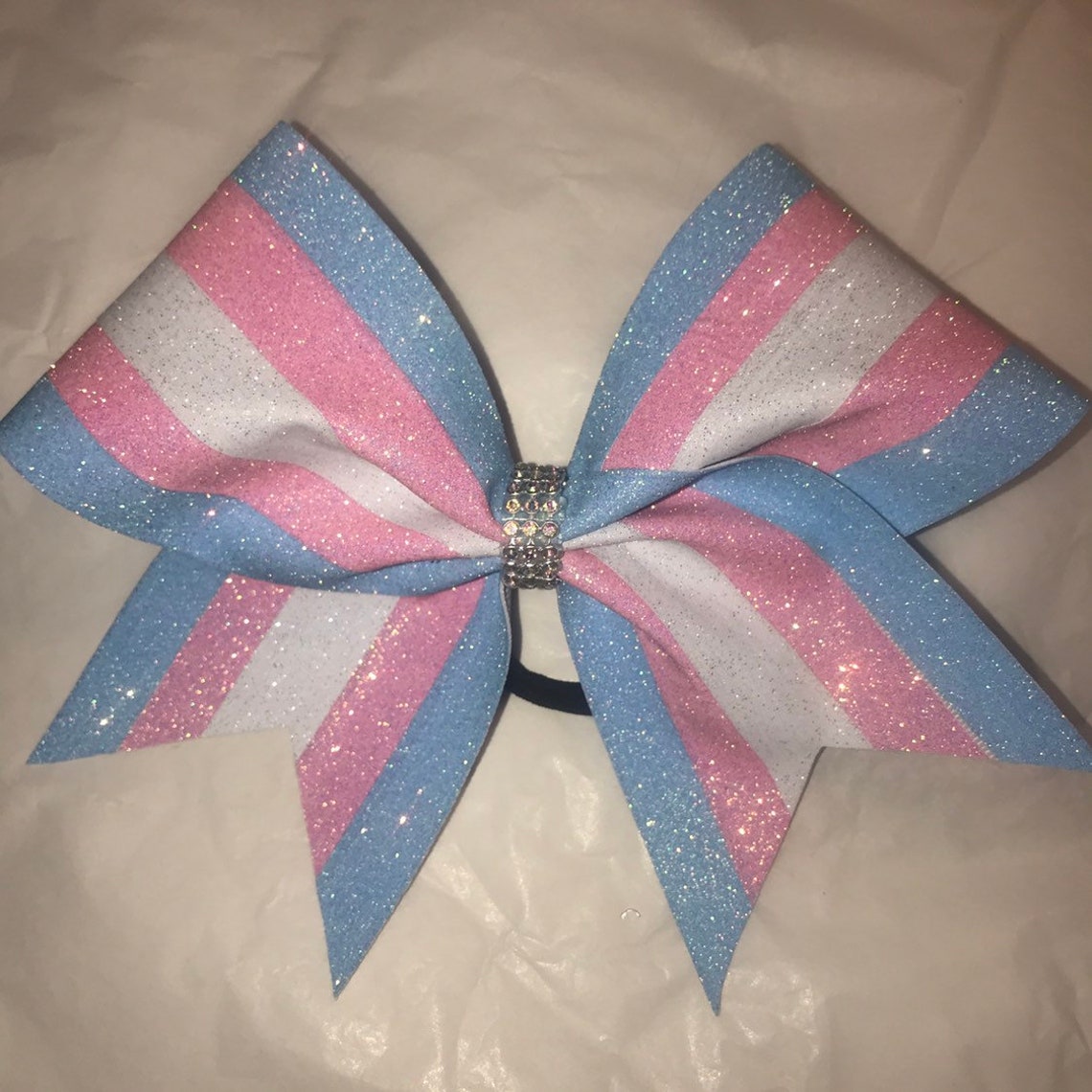 LGBTQ Trans PRIDE Cheer Bow all glitter blue pink and white | Etsy