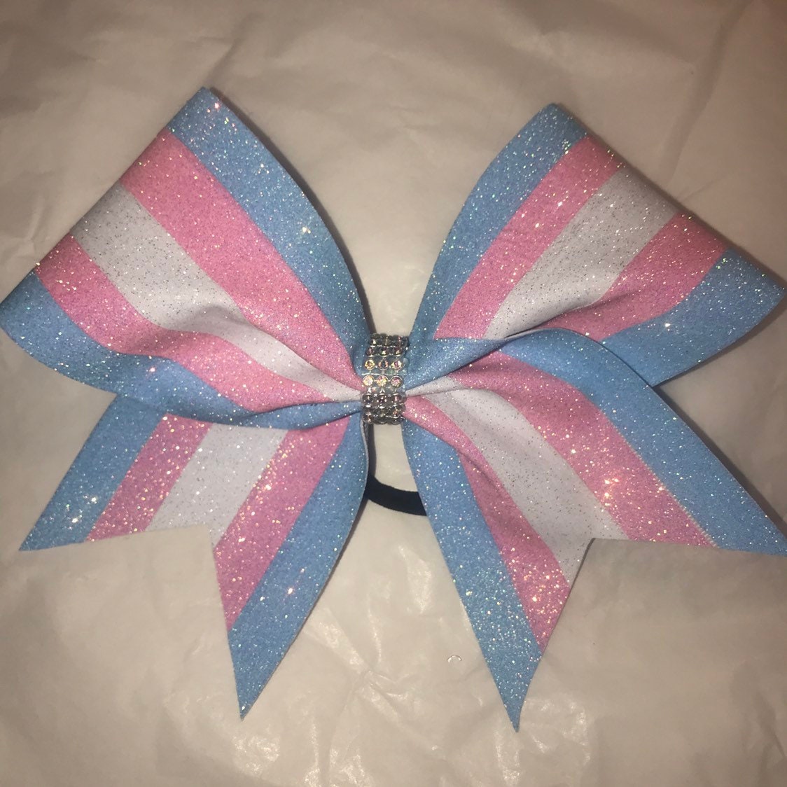 LGBTQ Trans PRIDE Cheer Bow all glitter blue pink and white | Etsy