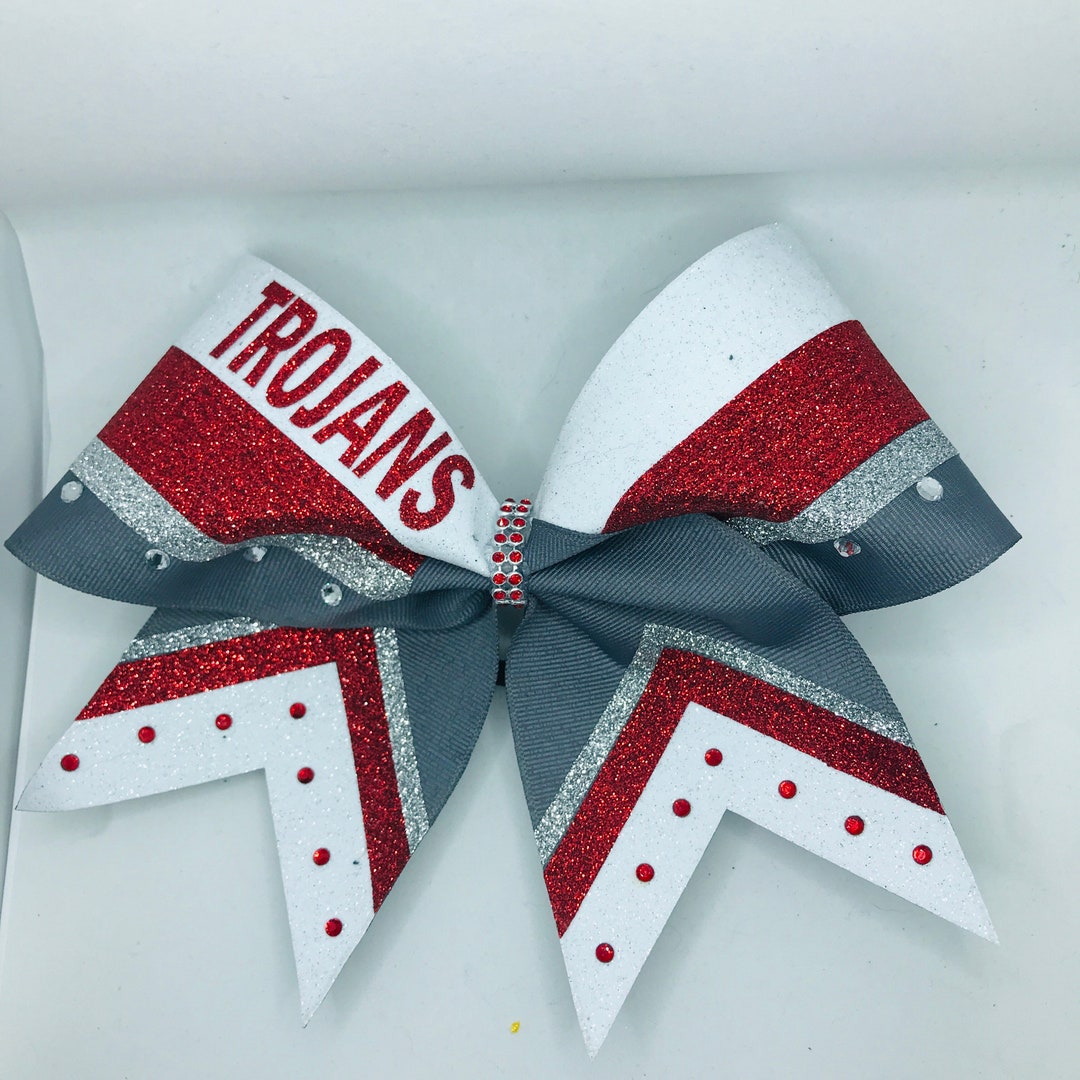 Cheer Bow - Red Grey and White With or Without Rhinestones ...