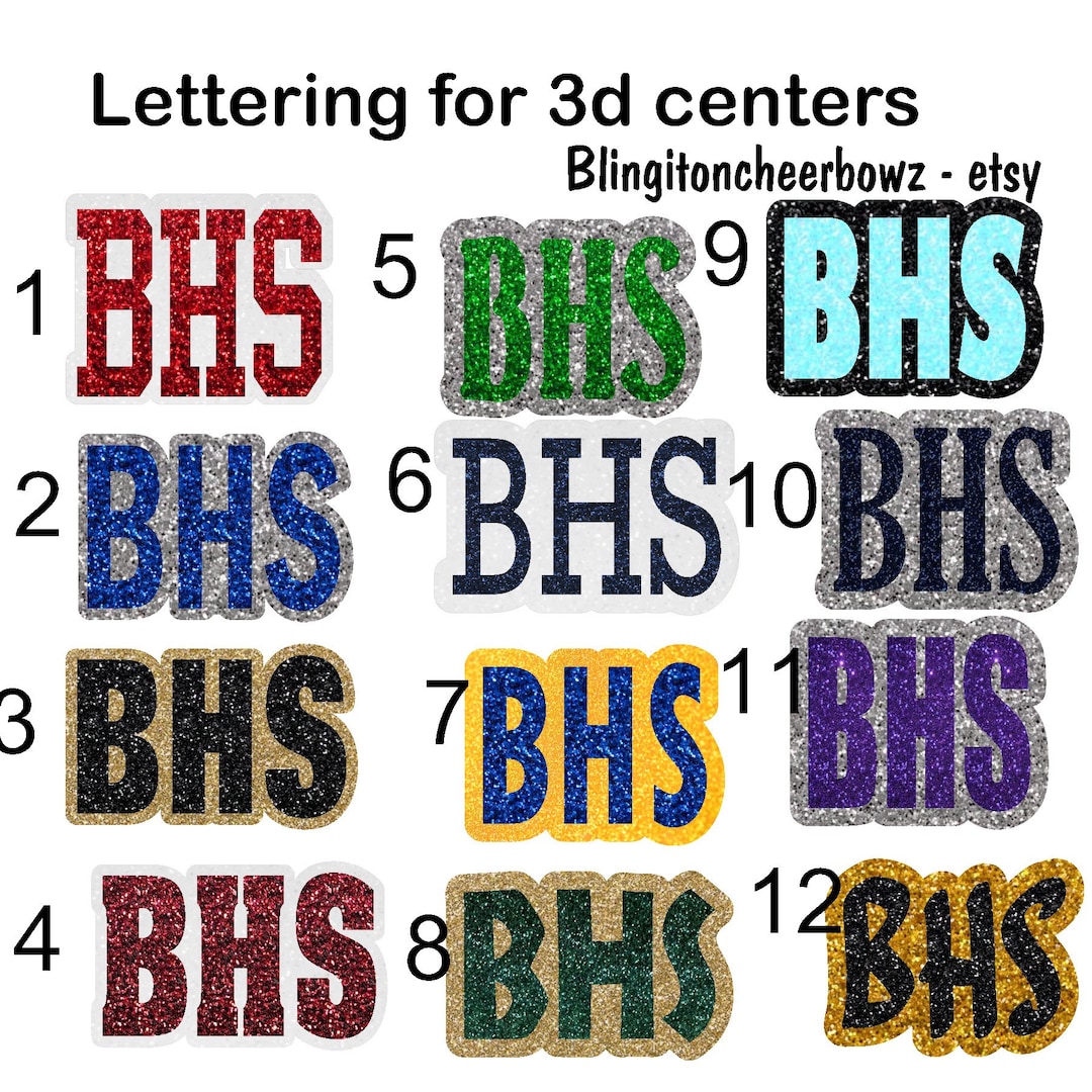 Cheer Bow Centers Letters or Names 3D Glitter Centers- Add to Any of My ...