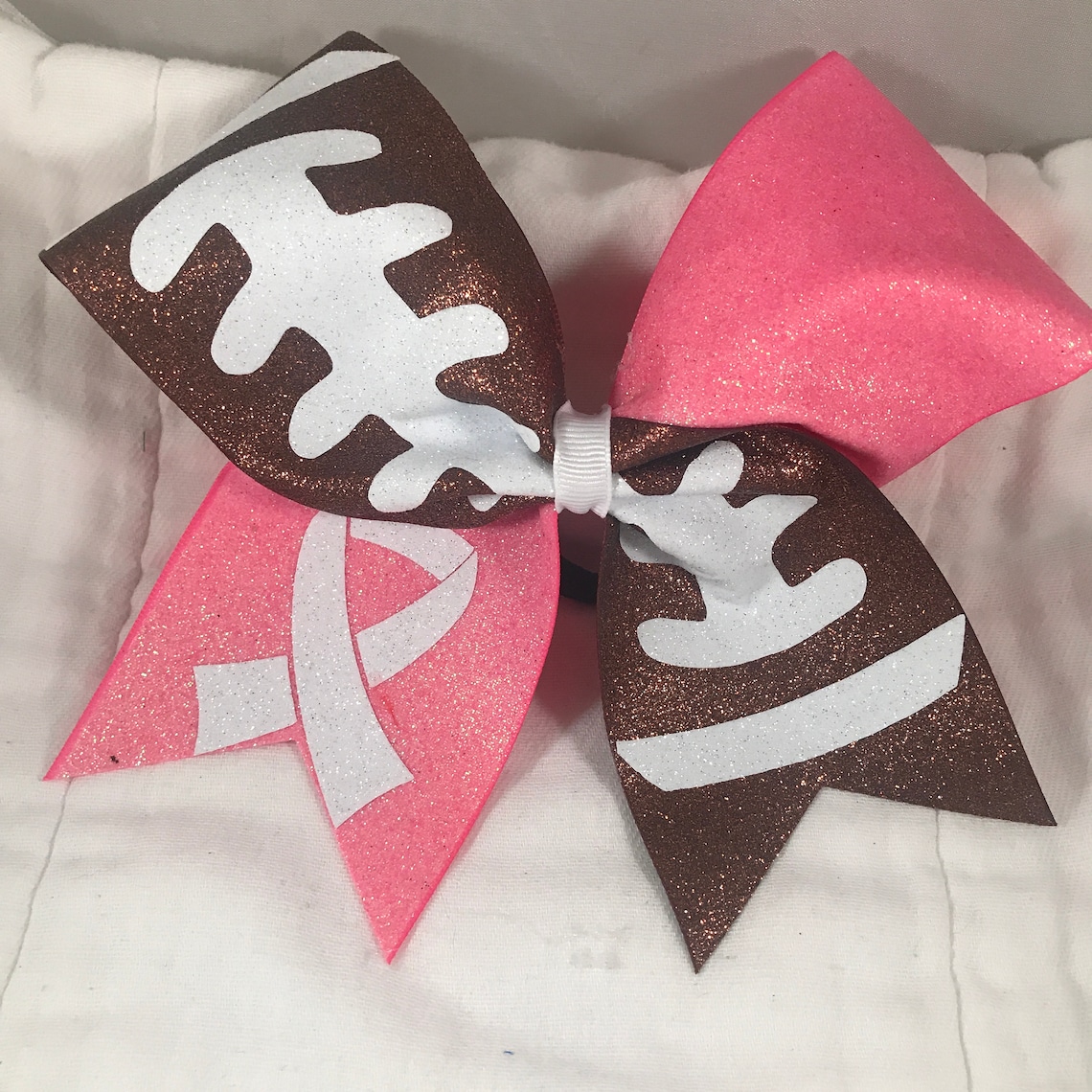 Pink Football Cheer Bow - Custom Cheer Bows Choose Glitter or Grosgrain ...