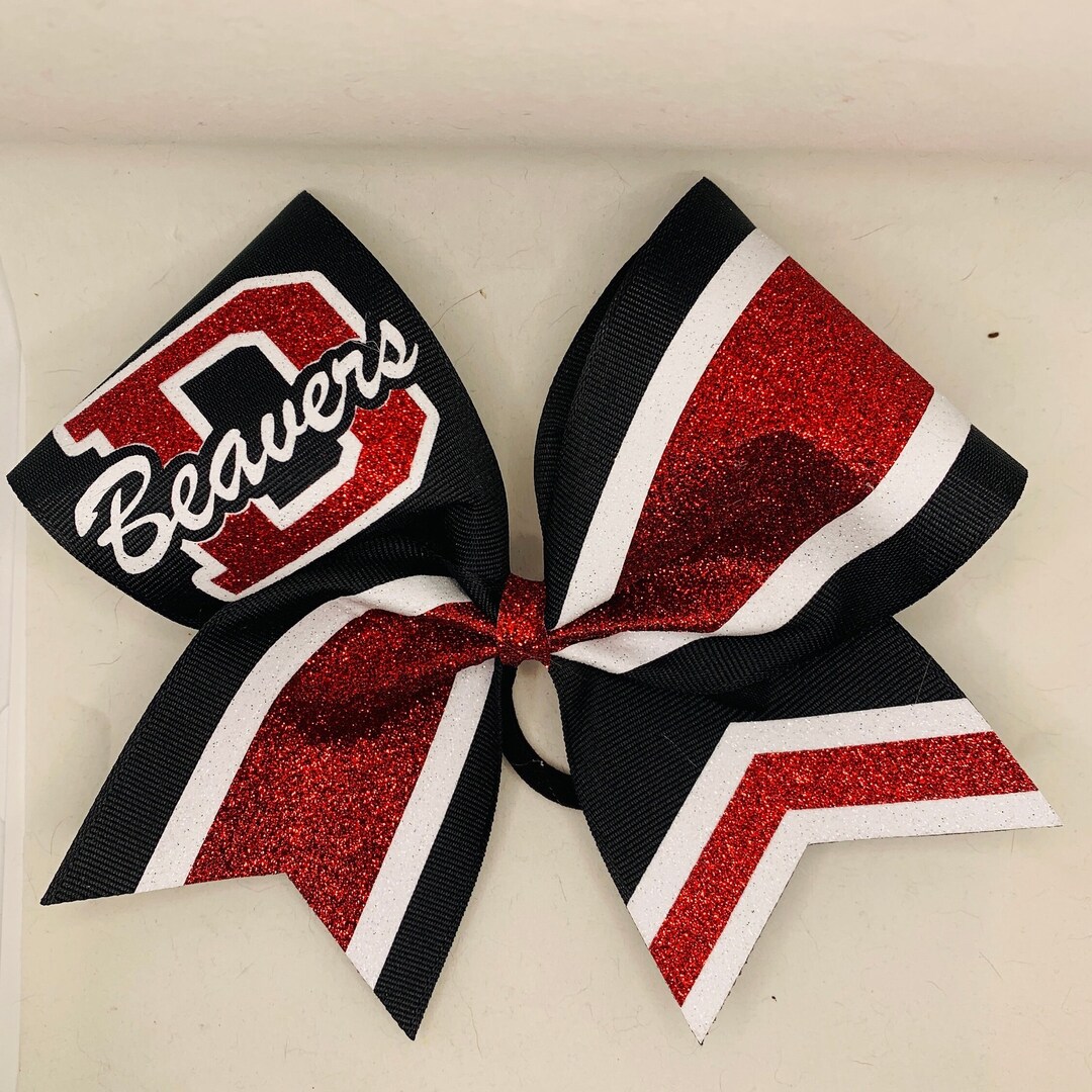 Cheer Bow Custom Black Red White School Initials / Name School Team ...
