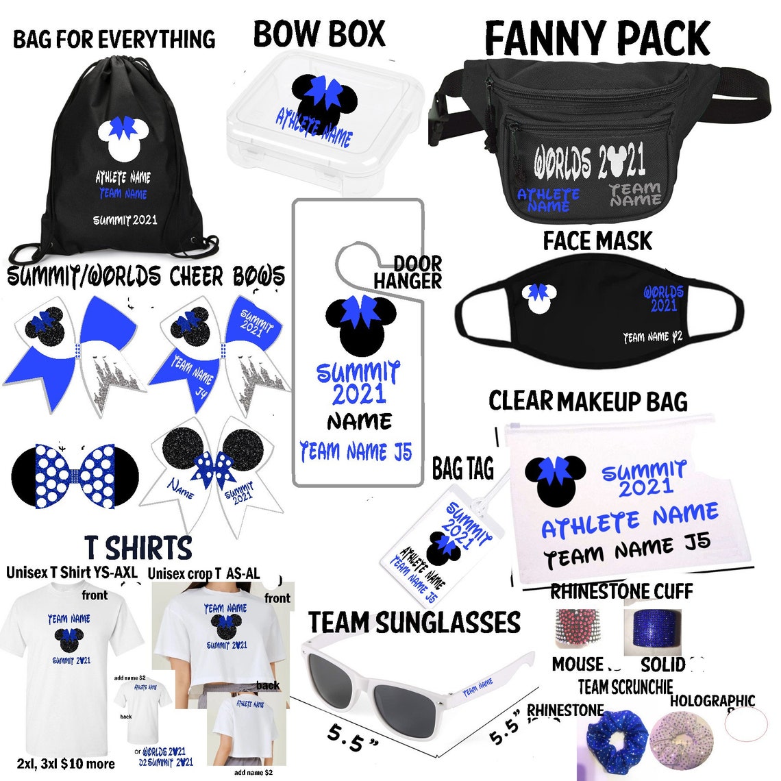 Summit Worlds Team Cheerleading Gift Bags Items- Fanny Pack Bow Box ...