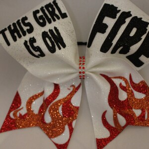 Cheer Bow This Girl is on Fire All Glitter Cheer Bow by - Etsy