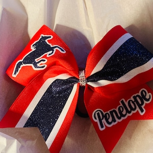 Cheer Bow Custom Black Red White School Initials / Name School Team ...