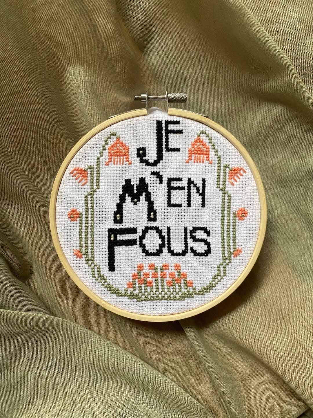 I Don't Care French Cross Stitch Pattern | Art Nouveau Cross Stitch ...