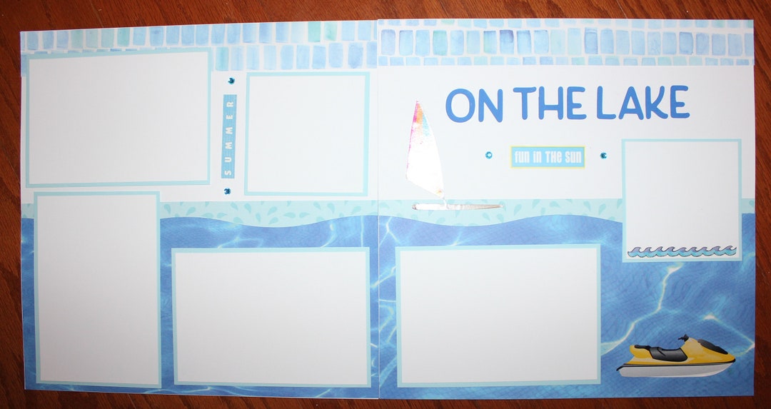 Lake Jet Ski Scrapbook Layout Pages 2 Each 12 X12 Handmade Photo Ready ...