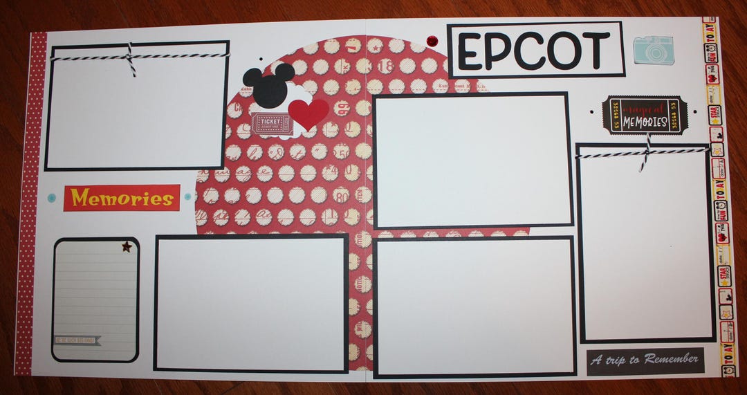 EPCOT 12 X 12 Disney Premade Scrapbook Layout Disney EPCOT, Premade ...