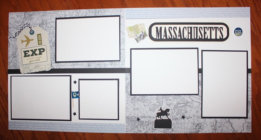 Travel Massachusetts Scrapbook Layout Pages Two Each 12 X 12 , Handmade ...