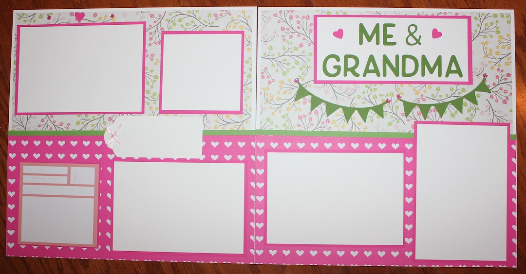 Grandma Baby Girl Scrapbook Pages 2 Each 12 X 12 Handmade Photo Ready ...