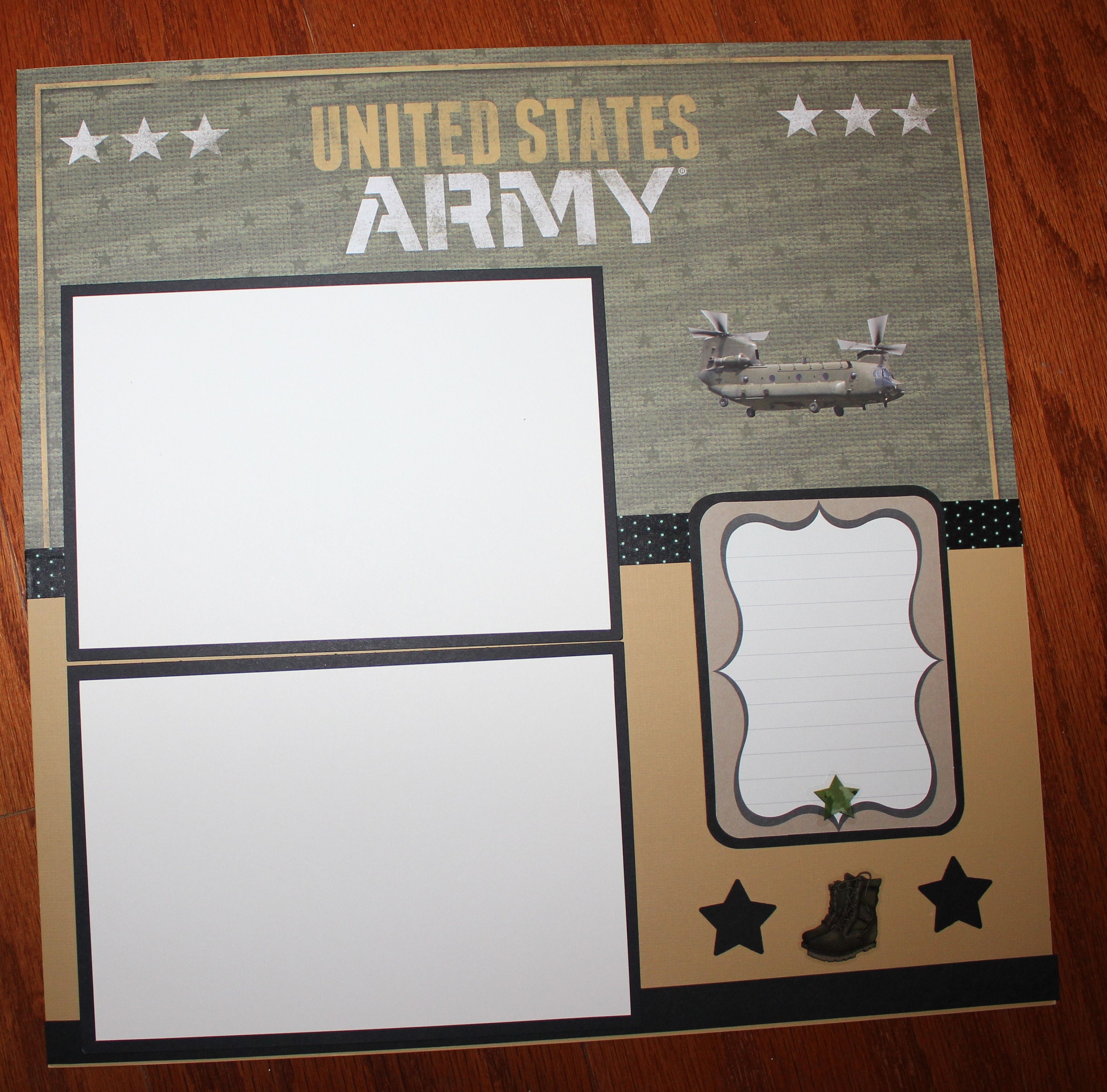 United States Army Scrapbook Layout Handmade Pages 2 Each 12 X 12 ...