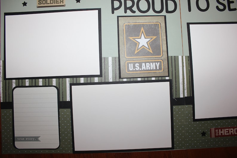 U. S. Army Scrapbook Layout Handmade Pages 2 Each 12 X 12 , "proud to ...