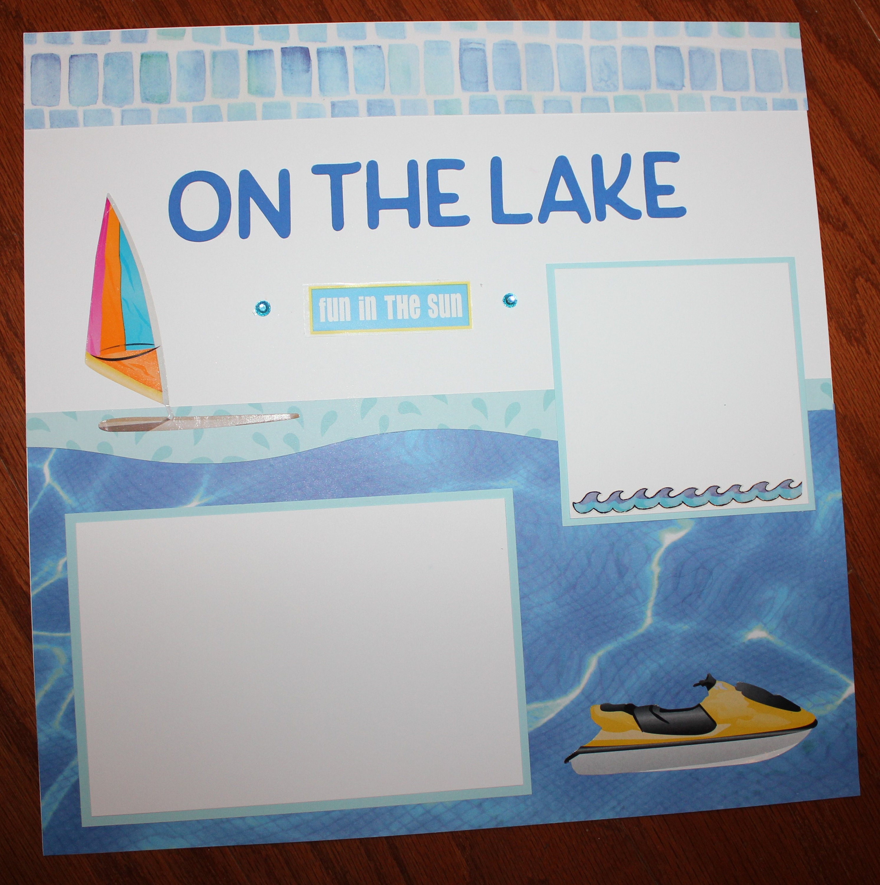 Lake Jet Ski Scrapbook Layout Pages 2 Each 12 X12 Handmade Photo Ready ...