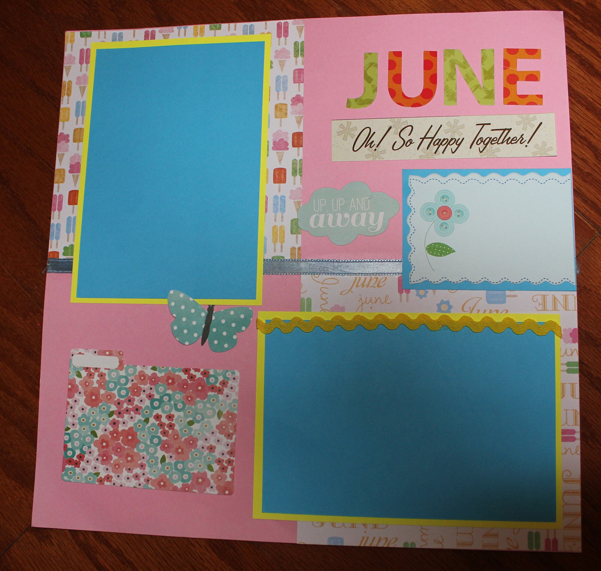 June 12 X 12 Premade Scrapbook Layout Double Page Handmade Photo Ready ...