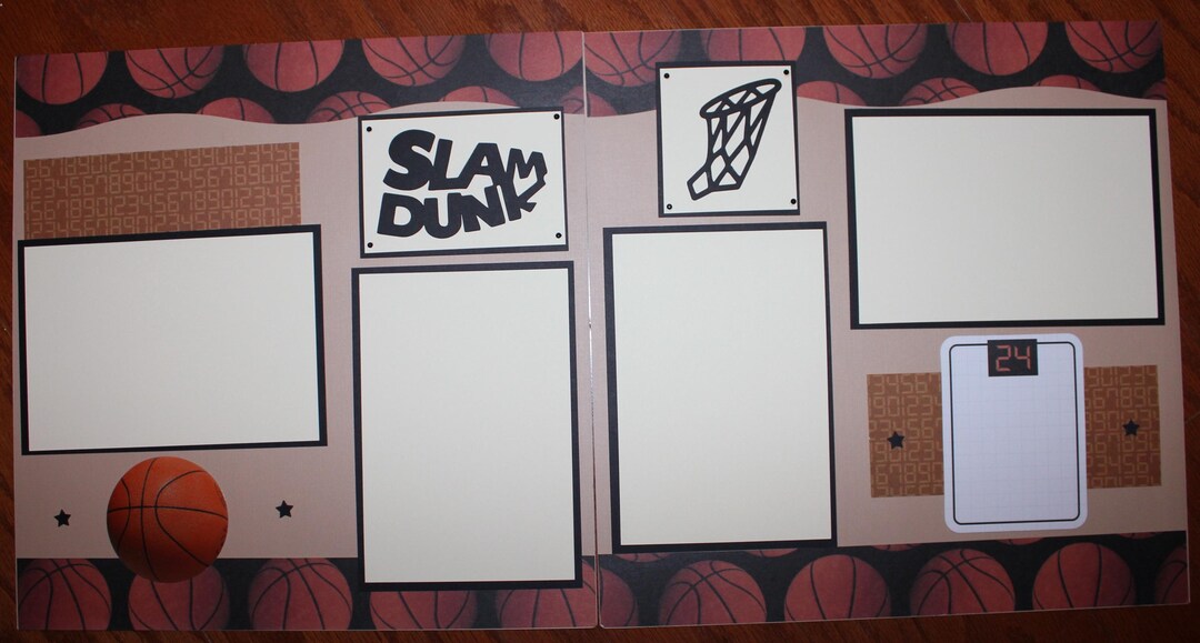 12 X 12 Basketball Premade Scrapbook Layout Titled SLAM DUNK - Double ...