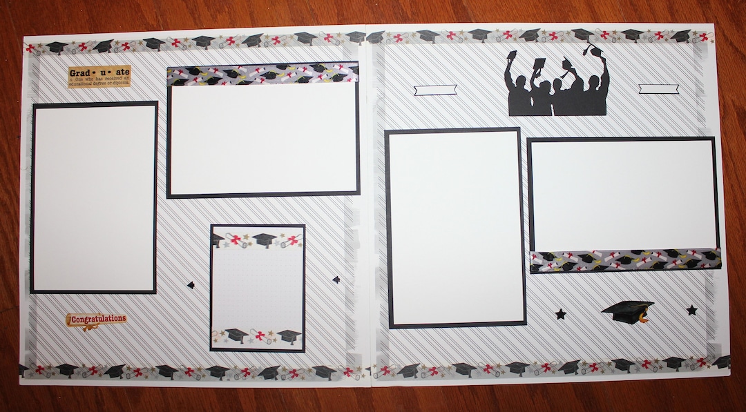 Graduation Scrapbook Pages 2 Each 12 X 12 Titled the Graduate, Handmade ...
