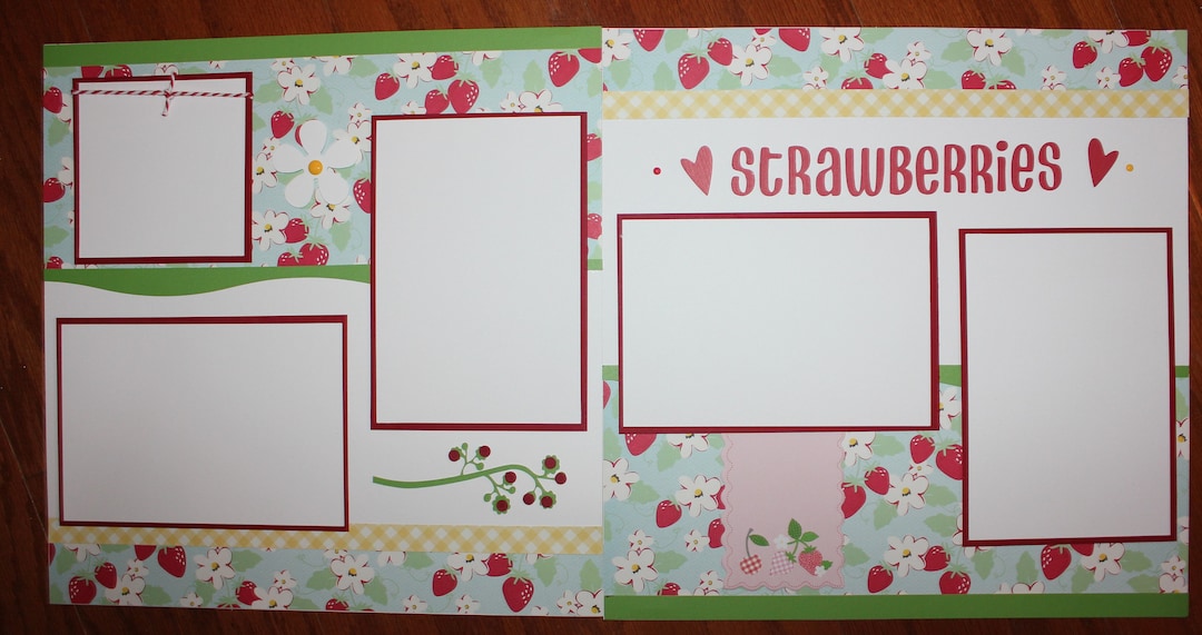 Strawberries 12 X 12 Premade Scrapbook Layout 2 Page Handmade Photo ...