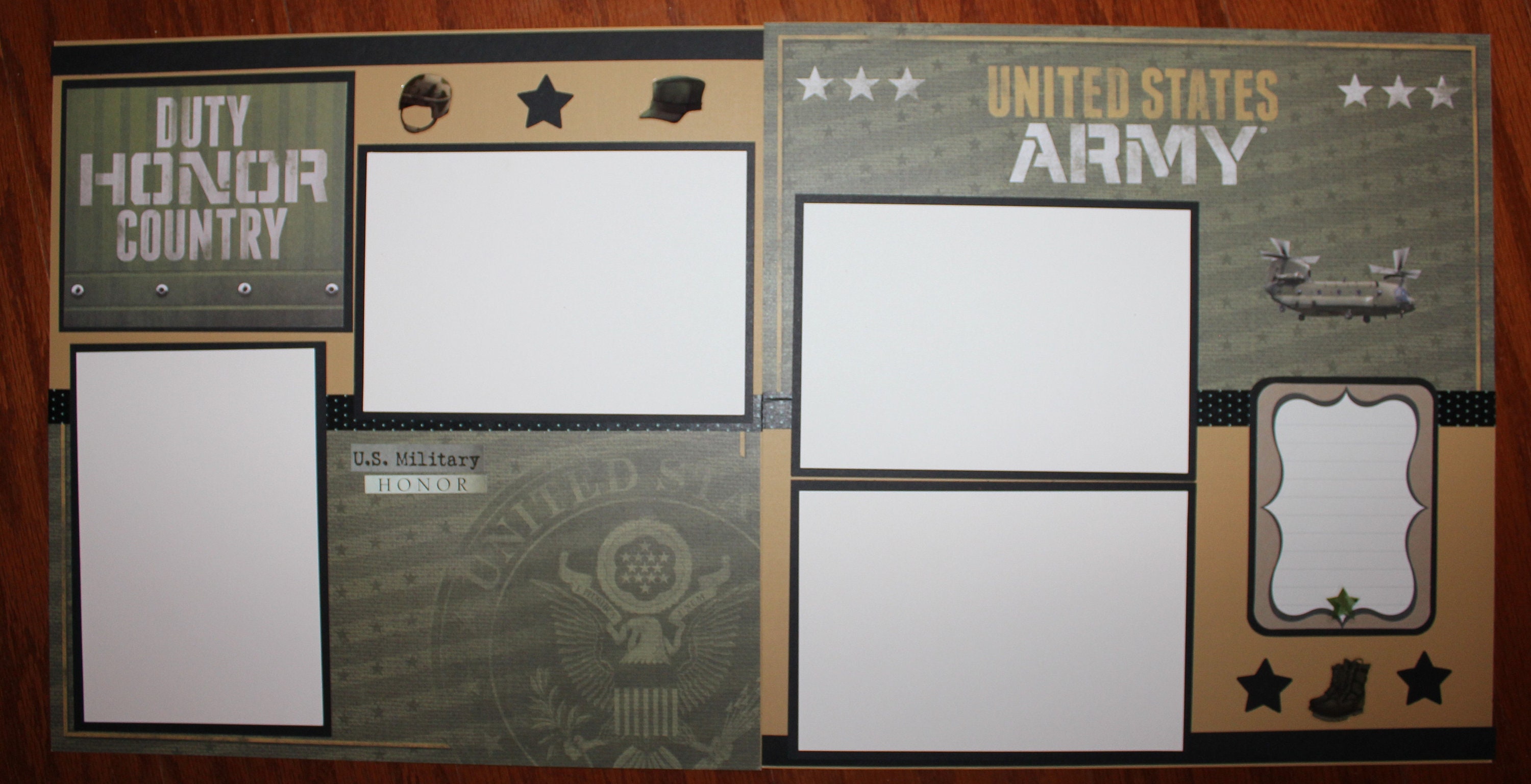 United States Army Scrapbook Layout Handmade Pages 2 Each 12 X 12 ...