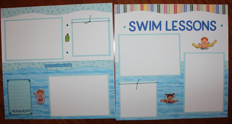 Summer Swim Lessons Scrapbook Layout Pages 2 Each 12 X12 Handmade Photo ...