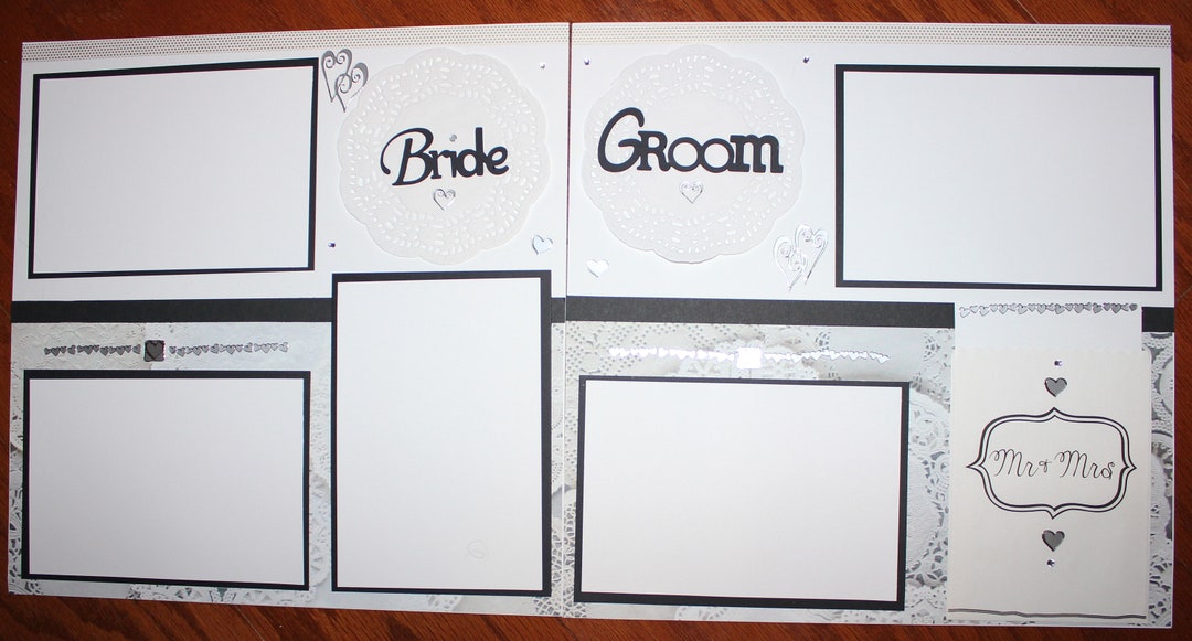 Wedding Scrapbook Pages Two Each 12 X 12 , Handmade Pages, Wedding ...