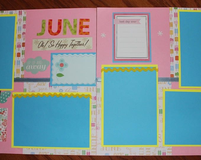 June 12 X 12 Premade Scrapbook Layout Double Page Handmade Photo Ready ...