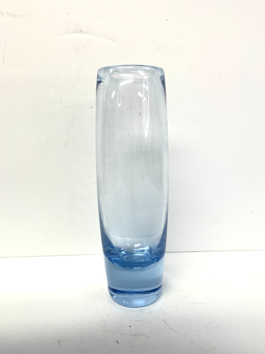 Holmegaard per Lutken Signed Akla Ice Blue Art Glass Vase MCM Mid ...